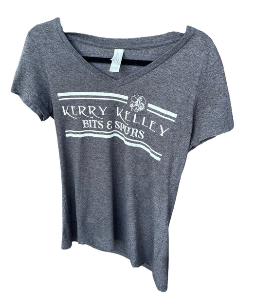 Classic Kerry Kelley Logo V-Neck - Grey – Kerry Kelley Bits & Spurs