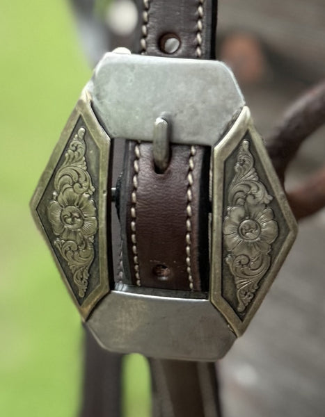 Bob Scott Single Ear Loop Headstall Diamond Scroll w/ Flower Buckle ...