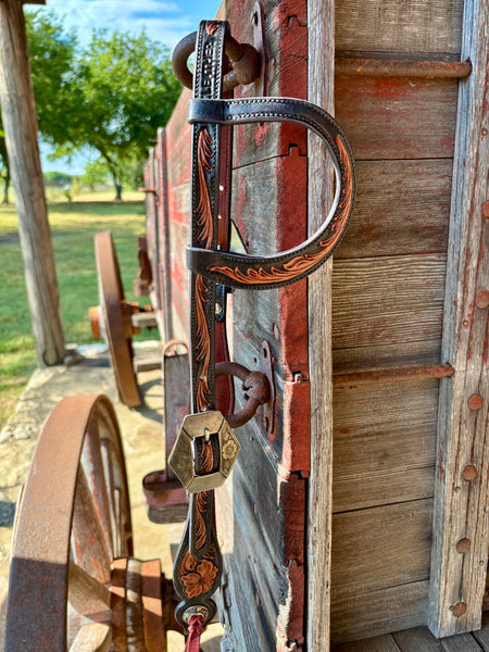 TM Leather Floral and Scroll Headstall w/ Fancy Floral Diamond Buckles ...
